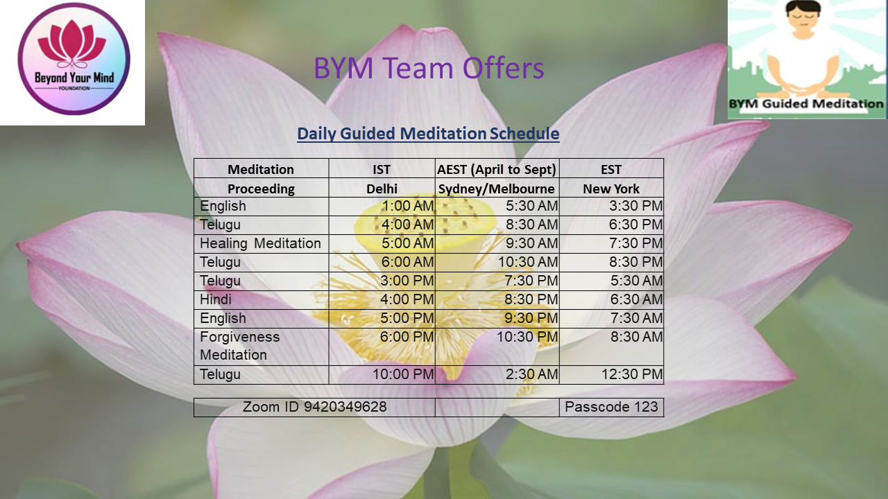 Daily Meditation Schedule | Beyond Your Mind Foundation